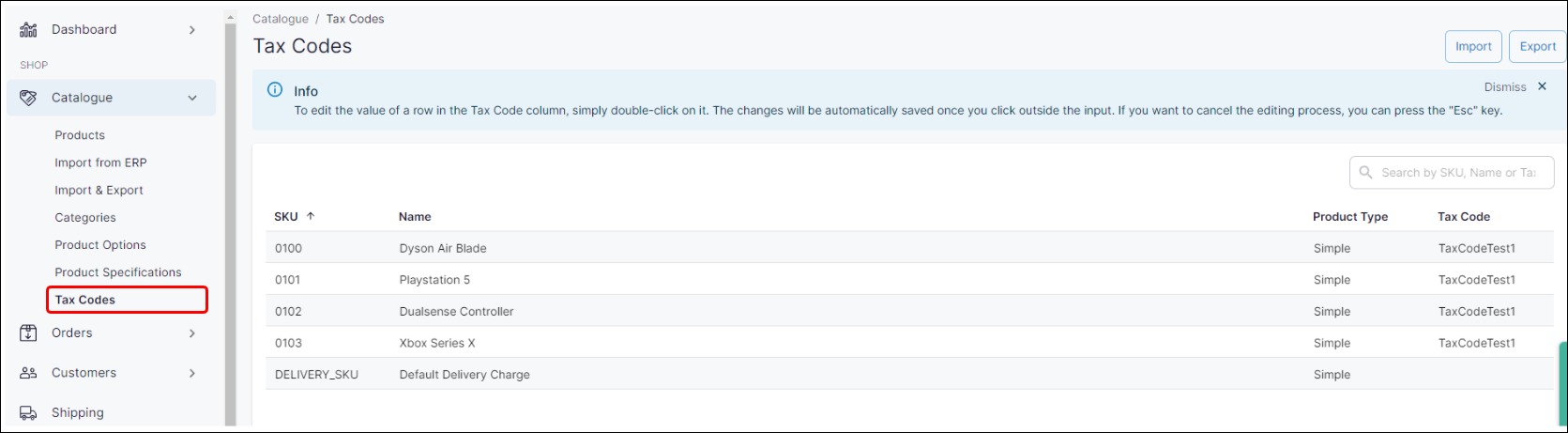 Managing product tax codes