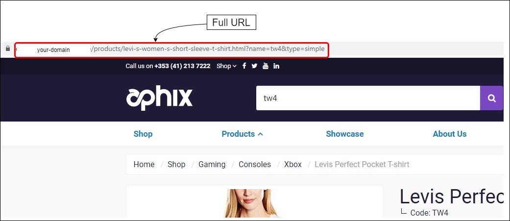 Creating and accessing product pages using a short link in WebShop